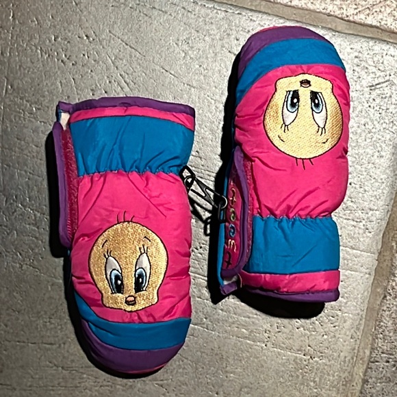 Warner Bros. | Accessories | Tweety Bird Lined Mittens Gloves Nylon ...